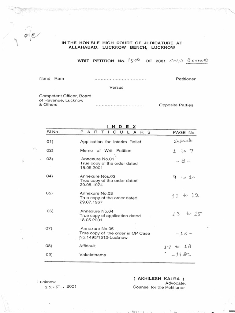 Nand Ram Vs Competent Officer Board of Revenue UP 6806 of 2005 MB | PDF