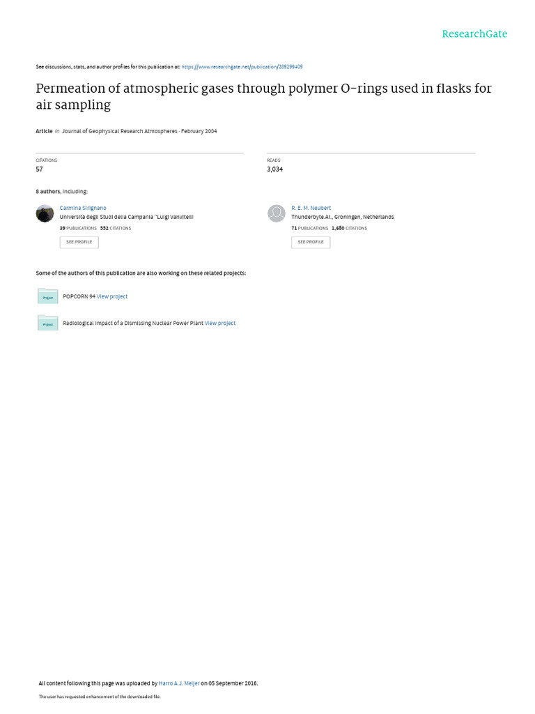 Permeationpaper | PDF | Diffusion | Pressure