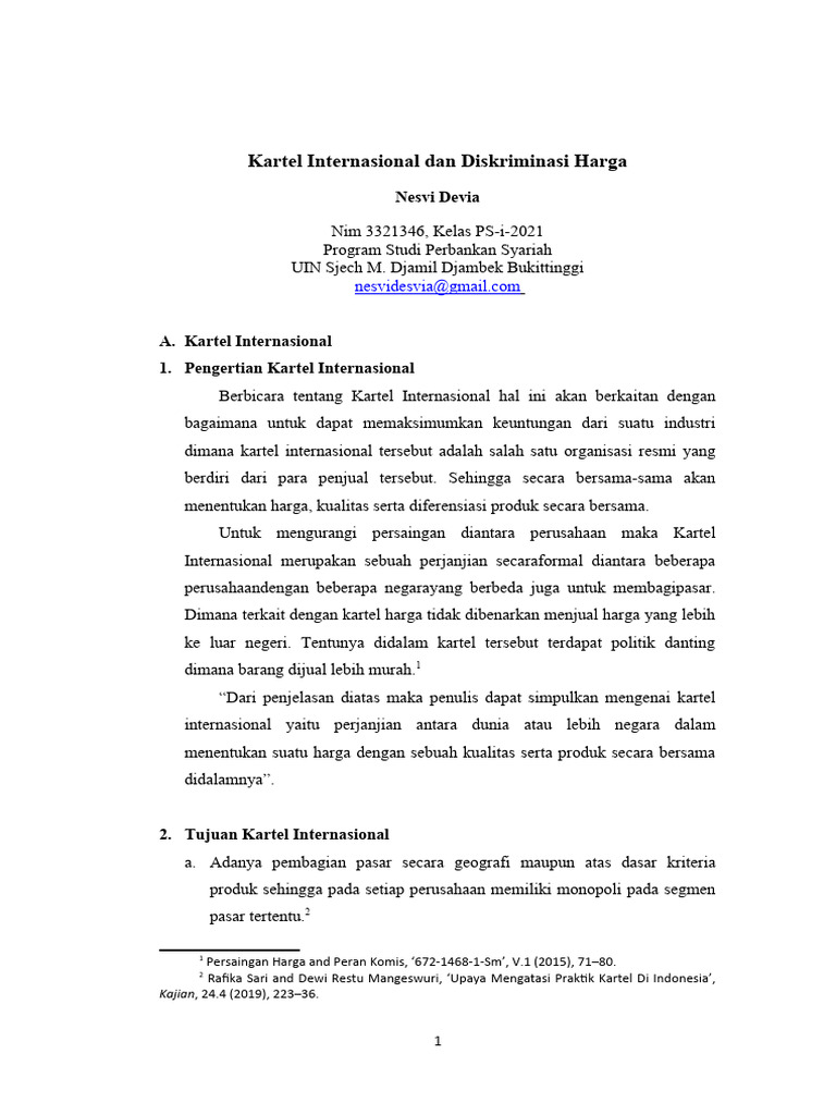 Kartel Internasional Dan Diskriminasi Harga by Nesvi Devia | PDF