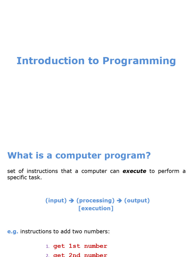 lecture_notes_i intro to programming | PDF | Computer Program | Programming