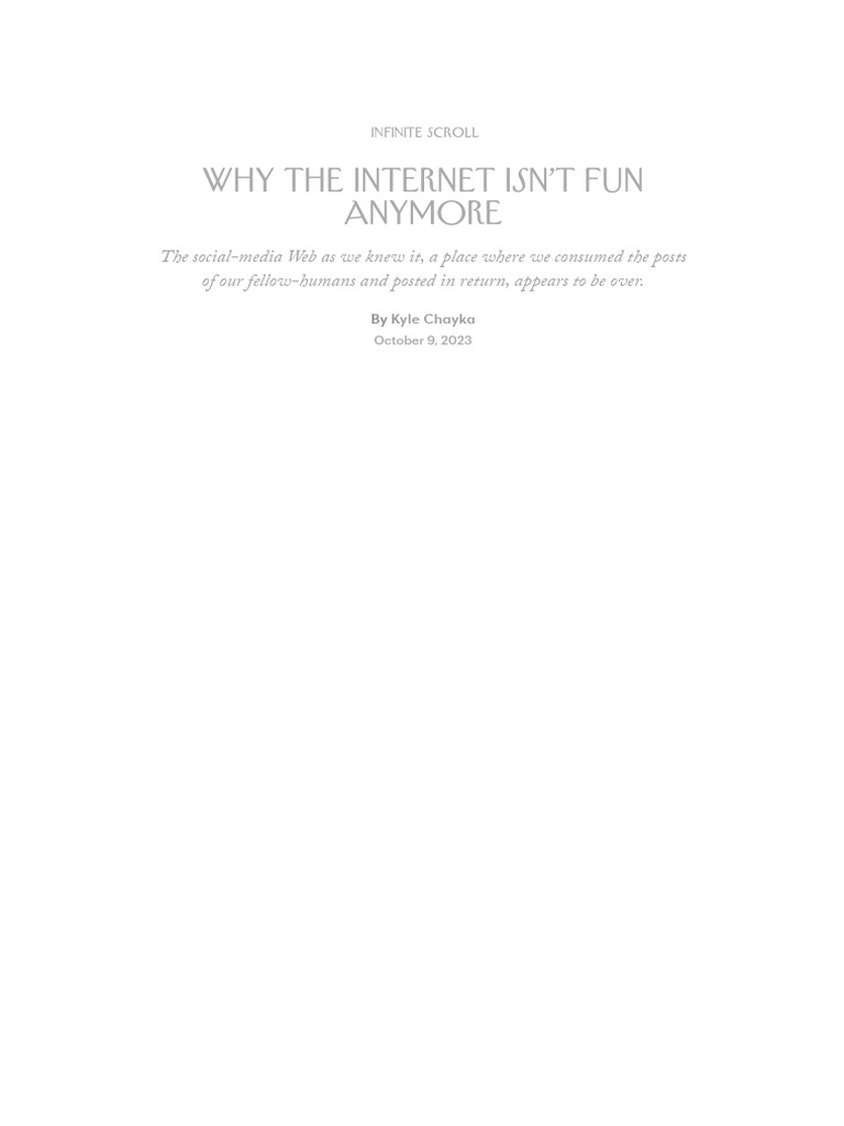 Why the Internet Isn’t Fun Anymore _ The New Yorker | PDF | Social Media | Popular Culture ...