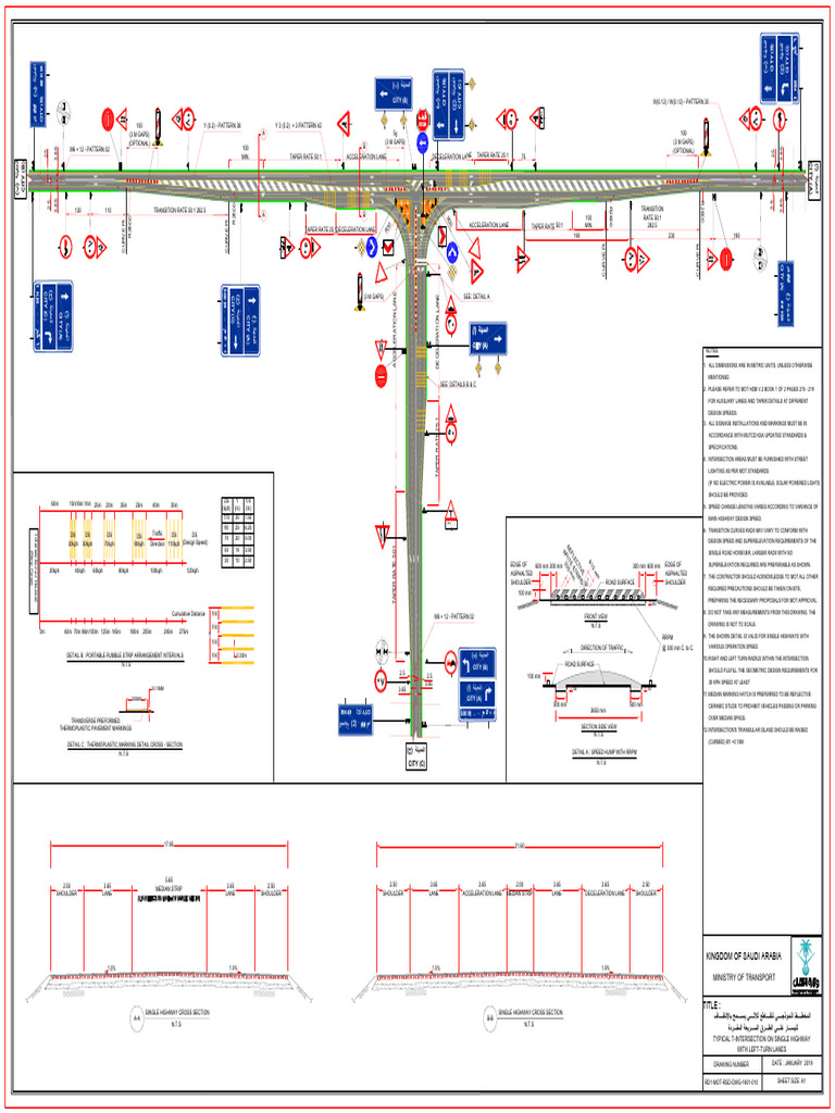 Typical T-Intersection On Single Highway With Left-Turn Lanes | PDF ...