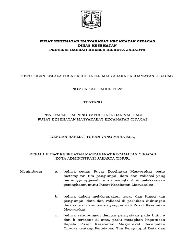 SK Penetapan Tim Validasi 2023 | PDF | Pengelolaan Keuangan & Uang | Hukum