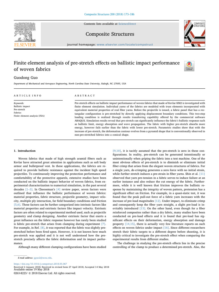 Finite Element Analysis Of Pre Stretch Effects On Ballistic Impact Performance Of Woven Fabrics