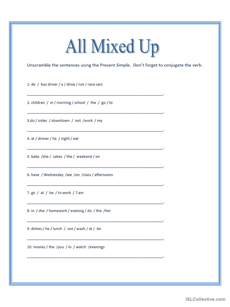 All Mixed Up Sentence Scramble | PDF