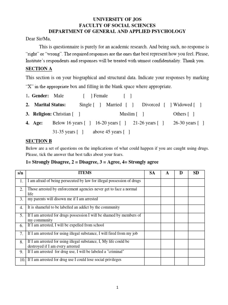 Lewis Questionnaire 1 | PDF | Substance Abuse