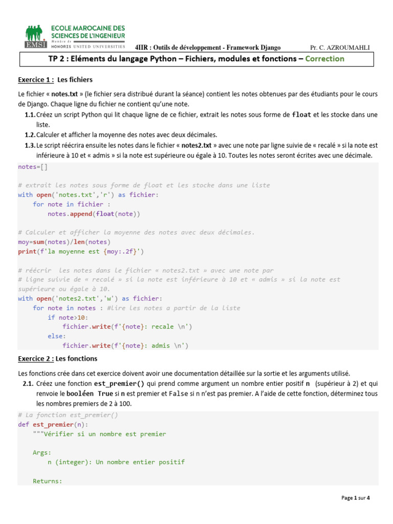Python: Fichiers, Fonctions, et Structures | PDF | Python (Langage de programmation) | Notation