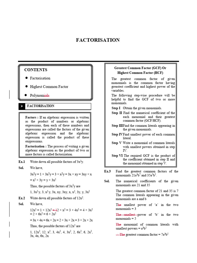 Factorisation Pdf Polynomial Factorization