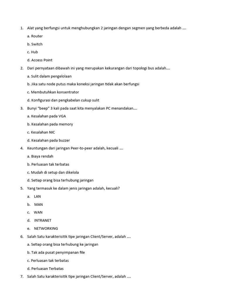 Kuis Jaringan Komputer | PDF