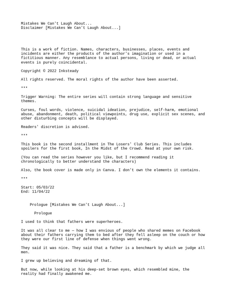 Mistakes We Can't Laugh About (Loser #2) - Inksteady - Wattpad - TXT - Anna's Archive | Download ...