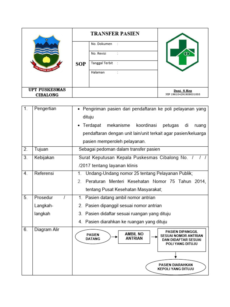 7.1.3.7 SOP Transfer Pasien | PDF 7.1.3.7 SOP Transfer Pasien | PDF