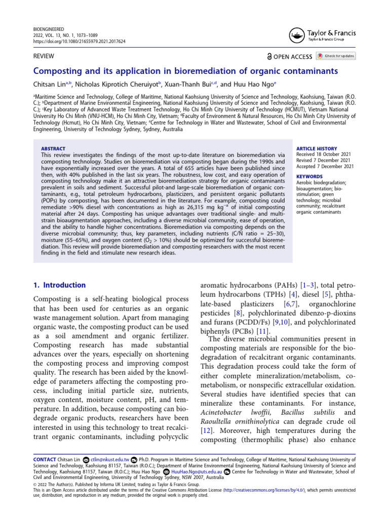 Composting for Organic Contaminant Remediation | PDF | Compost ...
