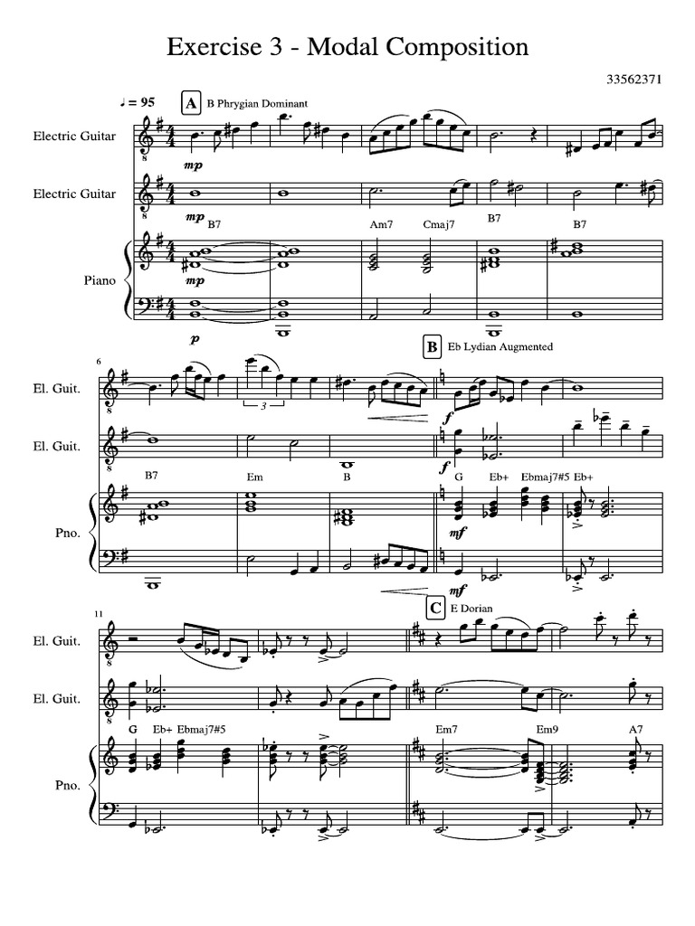 Exercise 3 - Modal Composition FIRST Draft-Score and Parts | PDF