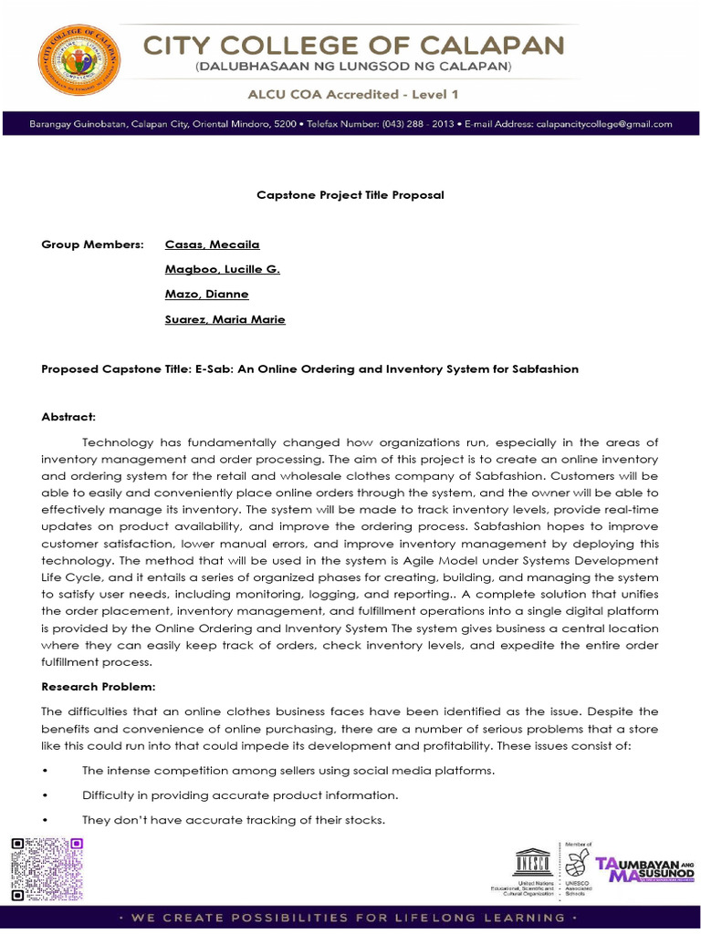 Capstone Project Title Proposal | PDF | Software Development Process | Agile Software Development
