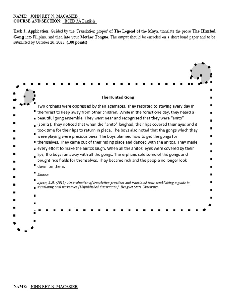 Macasieb John Rey N. - THe HUNTED GONG-TASK 3 | PDF | Translations ...