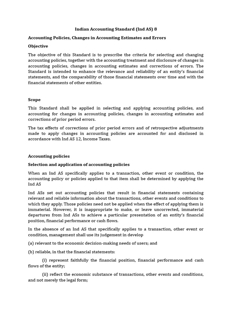 Indian Accounting Standard 108 | PDF | Accounting | Financial Statement