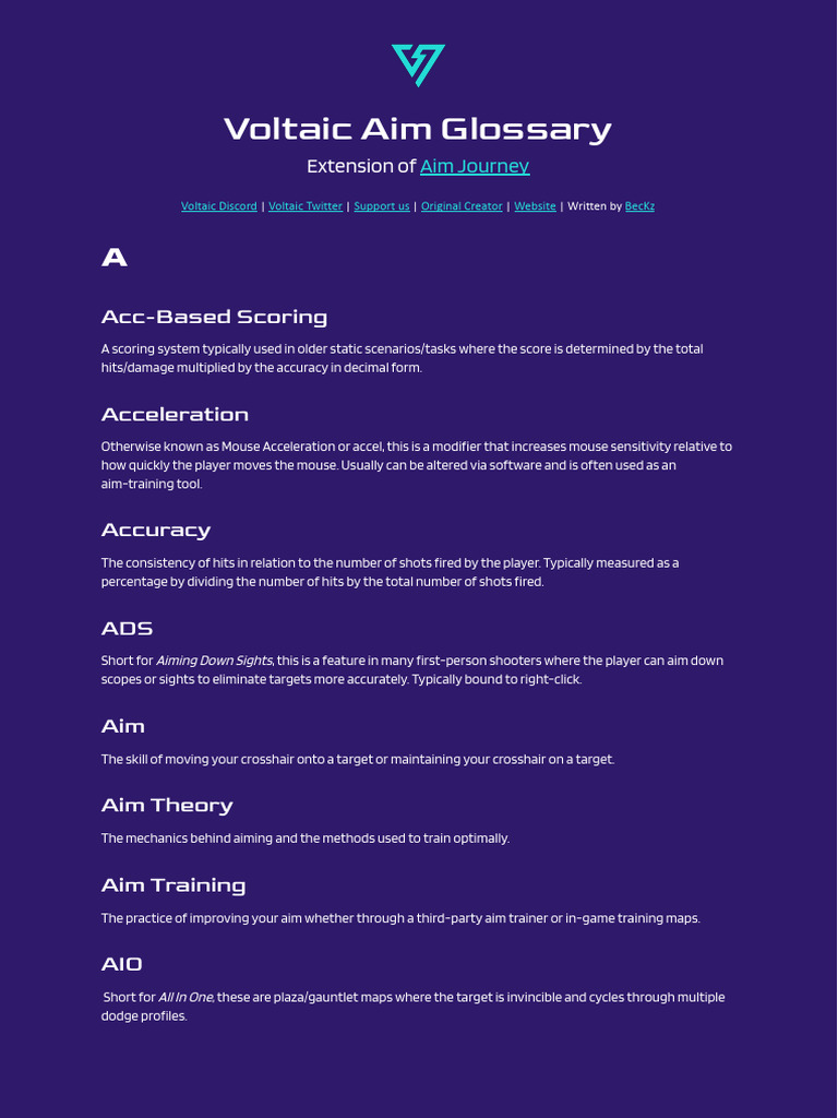 Voltaic Aim Glossary | PDF | Telescopic Sight