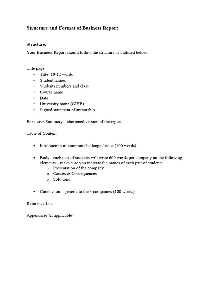 Business Report - Structure and Format | PDF