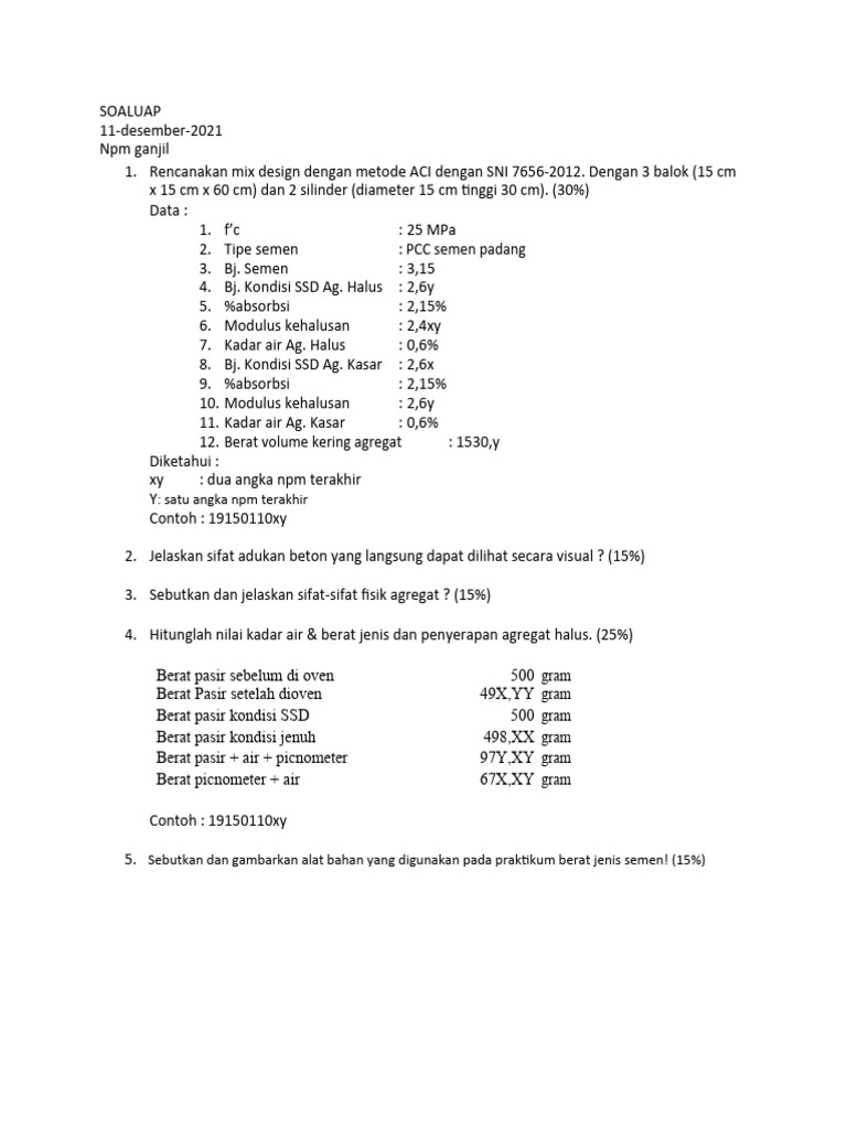 Rencana Mix Design Beton ACI SNI 7656-2012 | PDF