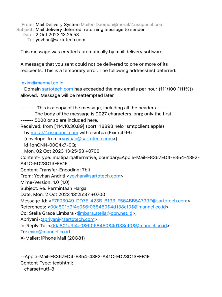 Email Delivery Error Notification | PDF | Email | Internet Standards
