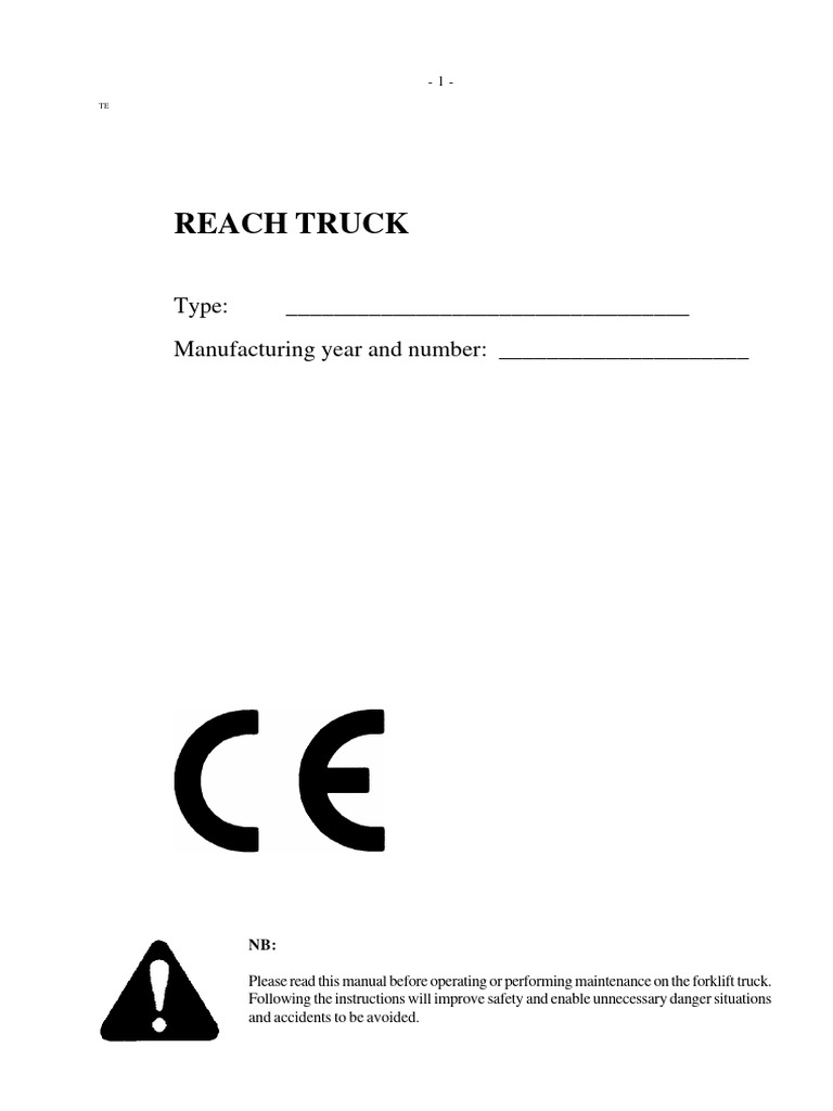 Eng Manual K Reach Truck Pdf Pdf Battery Charger Truck