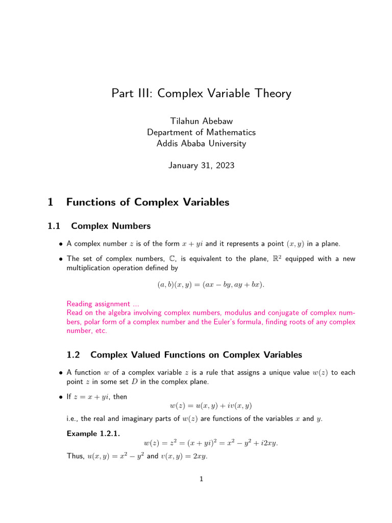 Part III Complex Analysis | PDF | Complex Number | Function (Mathematics)