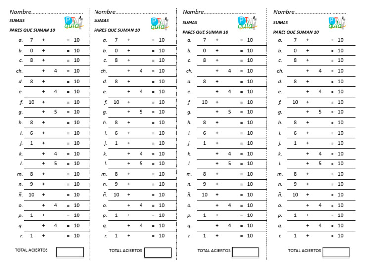 Pares Que Suman 10.9 | PDF