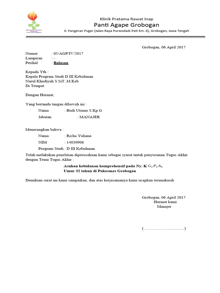 Form Surat Balasan | PDF