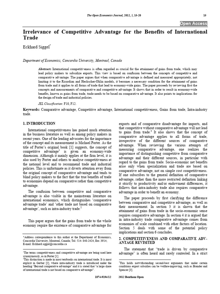 Comparative vs. Competitive Advantage in Trade | PDF | Comparative ...