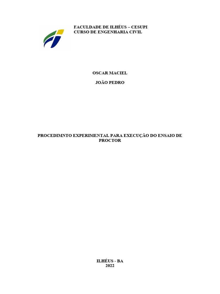 Procedimento do Ensaio de Proctor | PDF | Mecânica dos solos | Solo