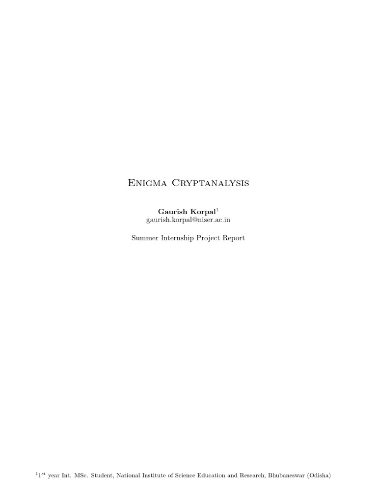 Enigma Cryptanalysis Report | PDF | Cipher | Cryptography