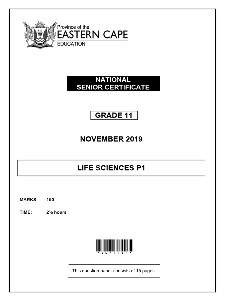 LIFE SCIENCES P1 GR11 QP NOV2019 - Eng D | PDF | Breathing | Exhalation