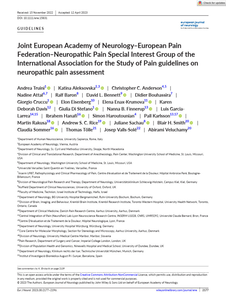 Euro J of Neurology - 2023 - Truini - Joint European Academy of ...