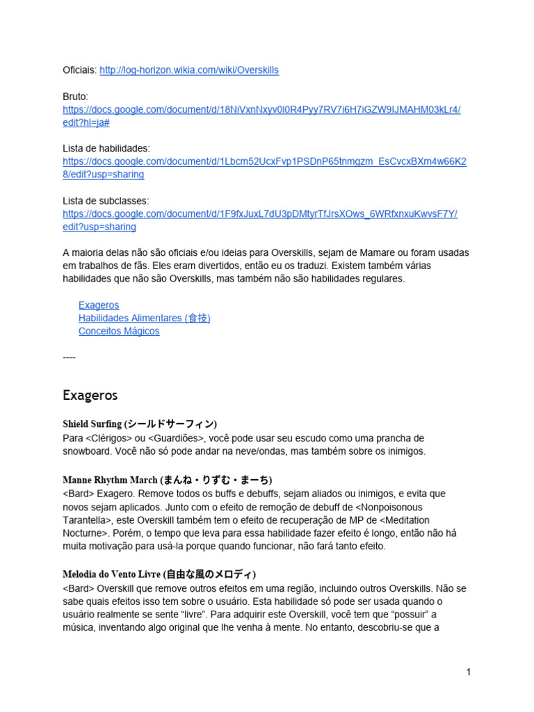 Log Horizon Overskills List PT | PDF | Dor | Tempo