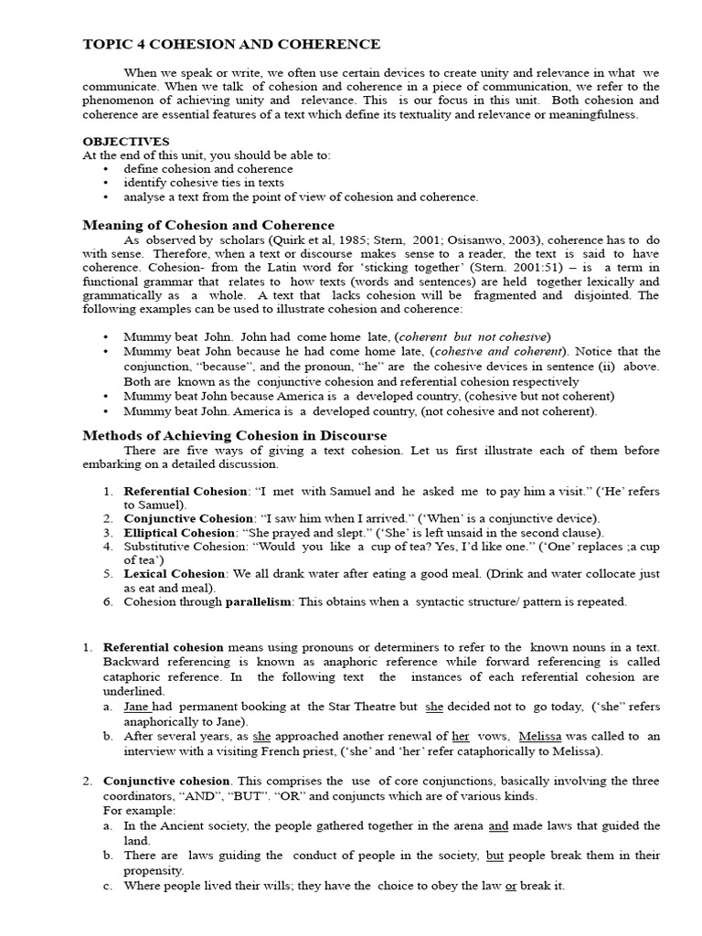 Understanding Cohesion & Coherence | PDF | Lexical Semantics | Syntax