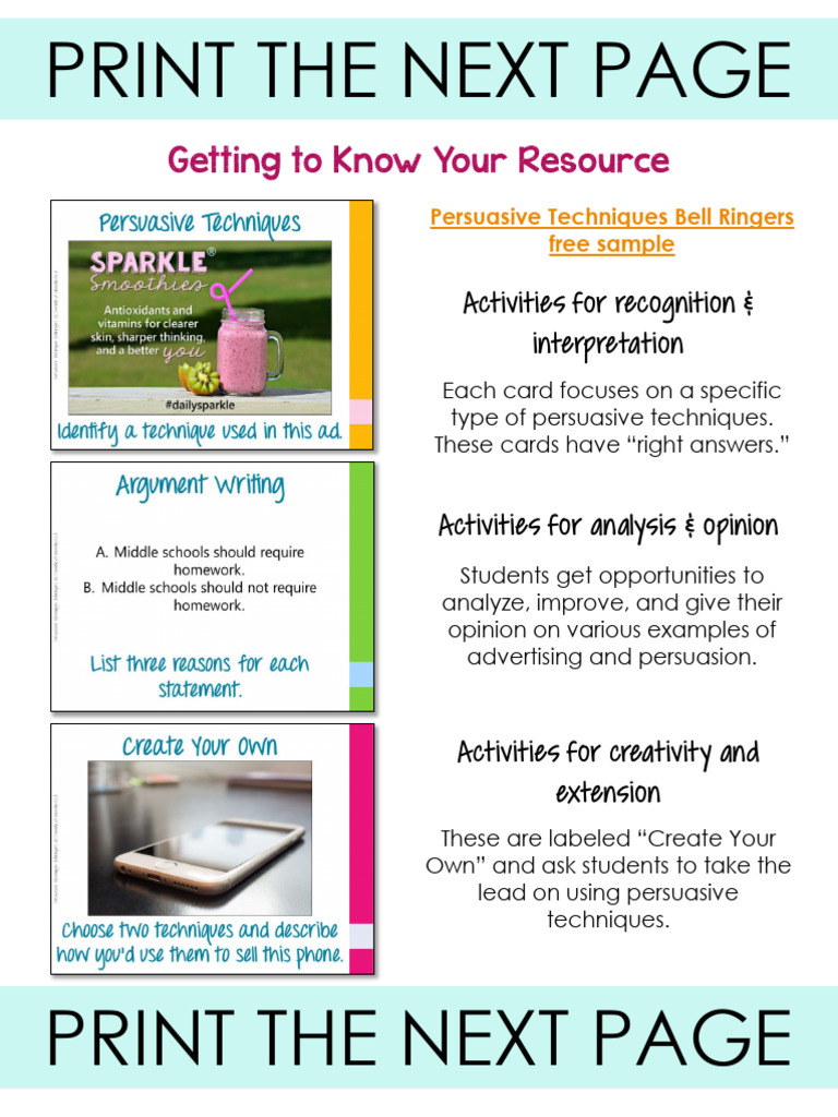 Persuasive Techniques Bell Ringers - Coffee Shop | PDF | Persuasion ...