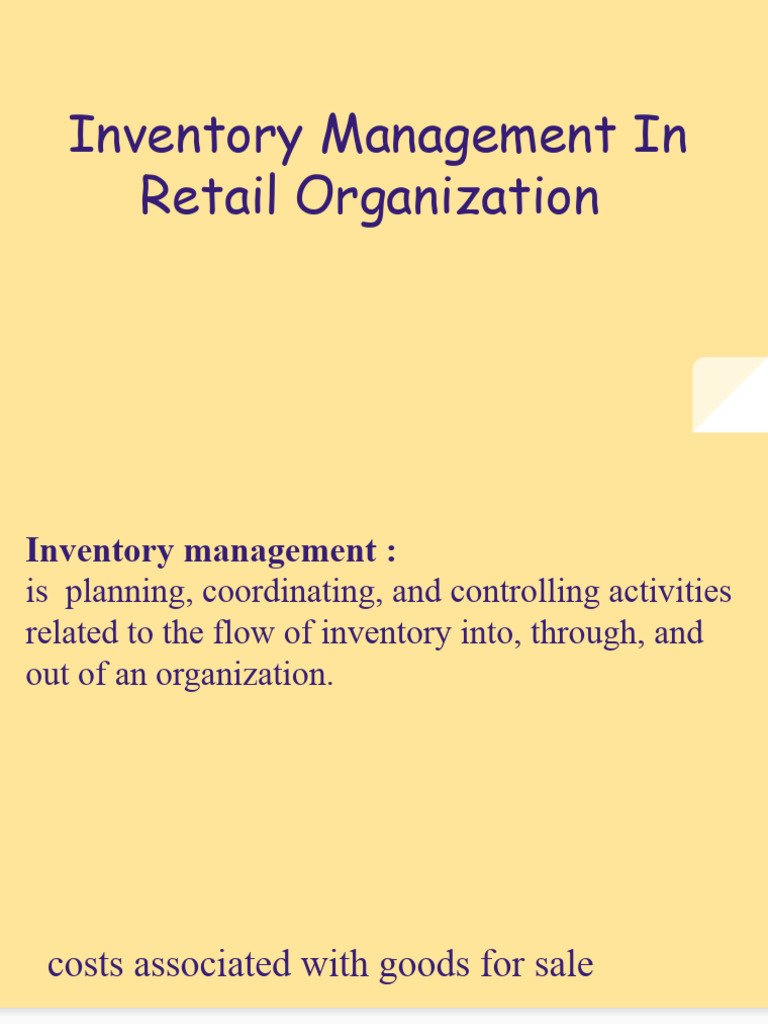 Inventory Management In Retail Organization Pdf Inventory Economies