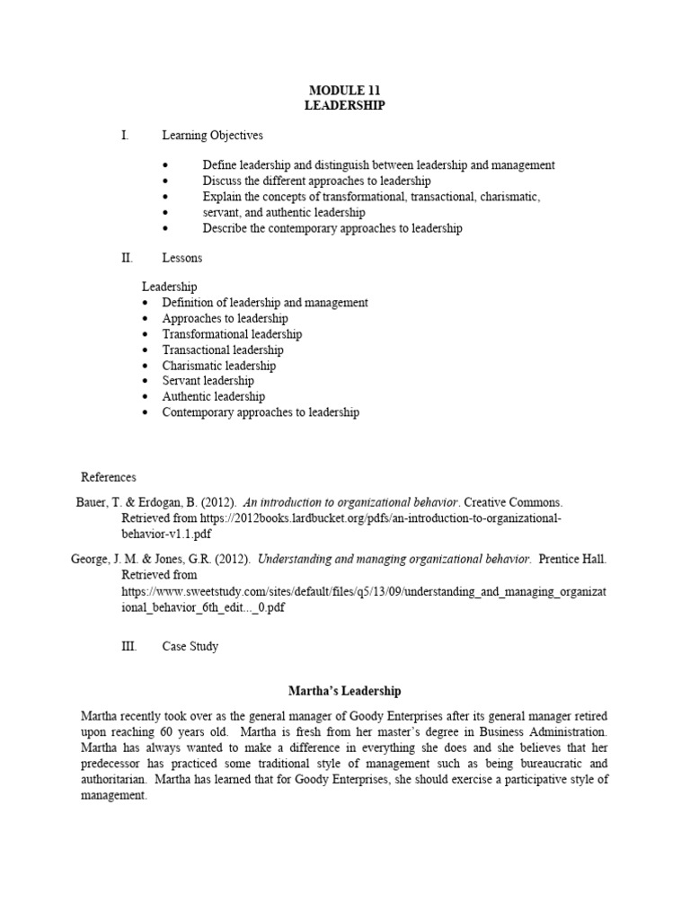 Module 11 Leaderhsip | Download Free PDF | Leadership | Information