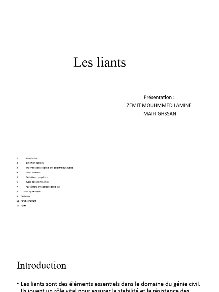 Types et Définition des Liants en Génie Civil | PDF | Ciment | Béton