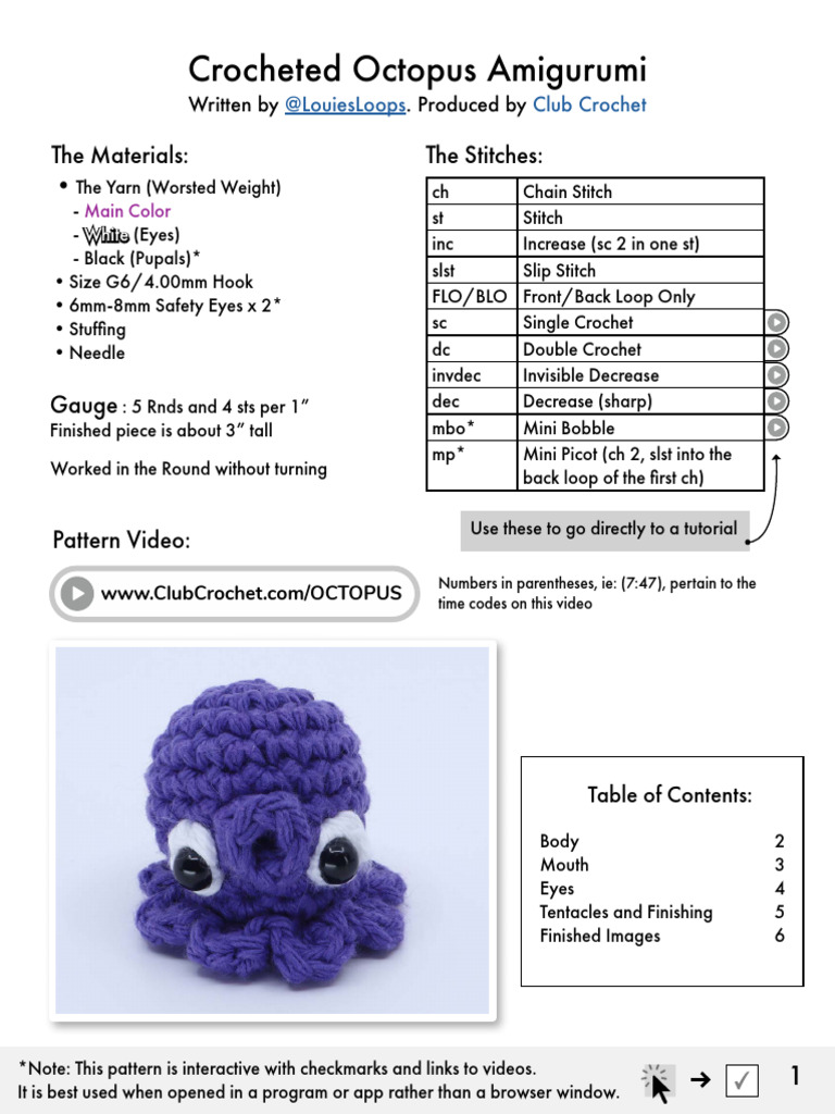 Octopus Crochet Pattern - v1 | PDF | Crochet | Needlework