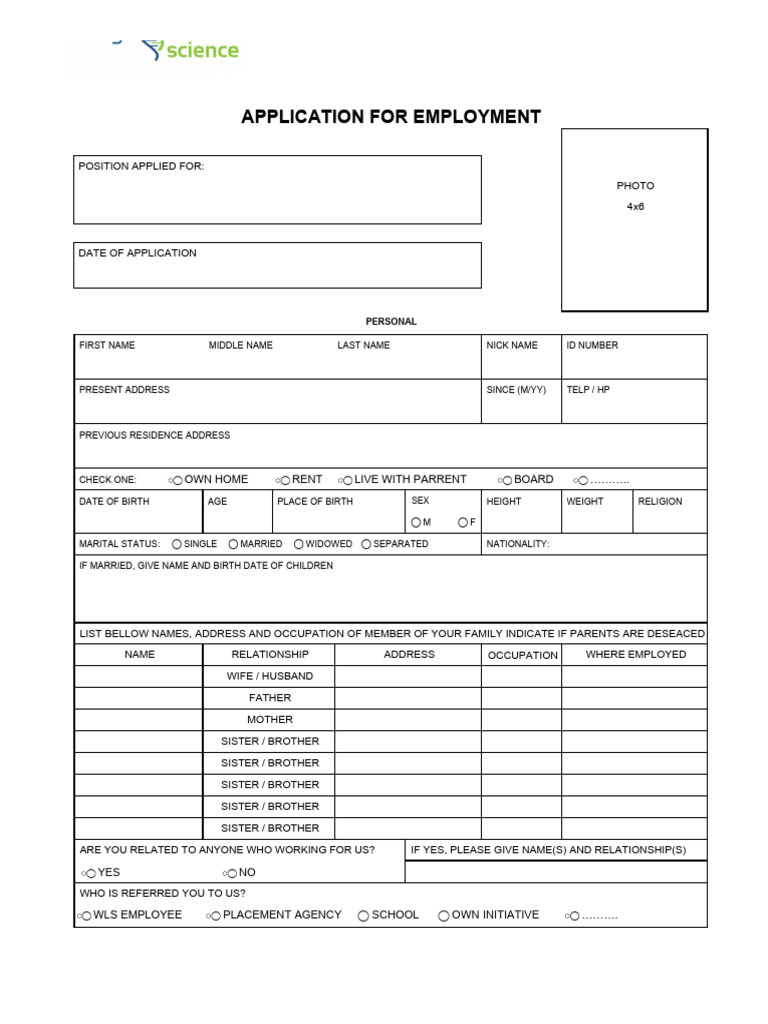 Employment Application Form | PDF | Employment