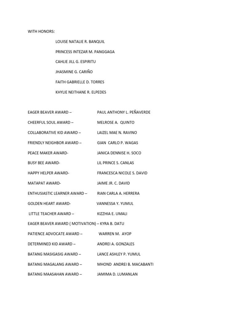 Grade 3 Conduct Awards Pdf