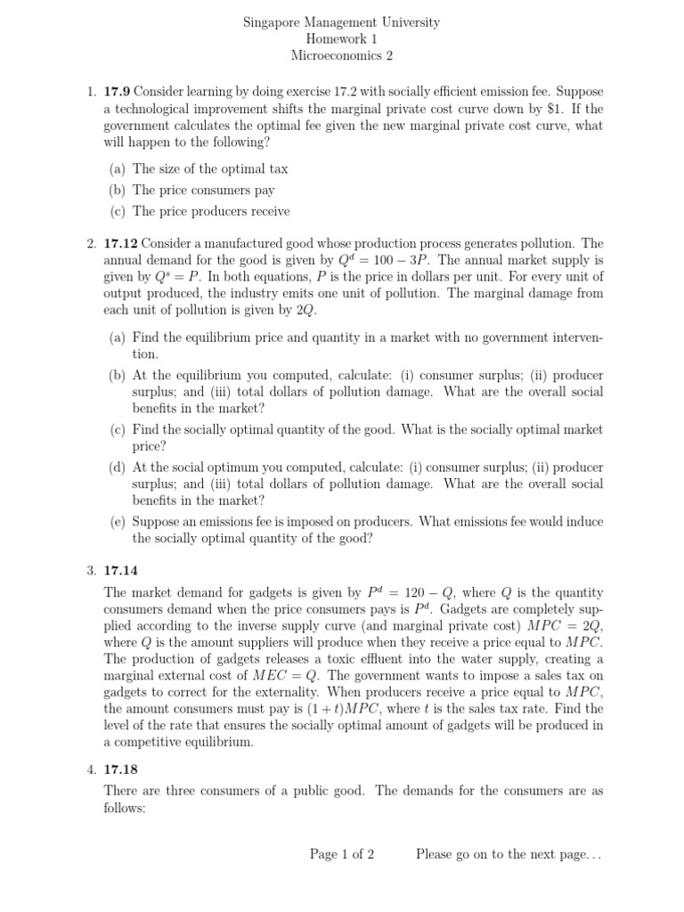 Micro2 homw1postAY2022 23 T1 | PDF | Economic Surplus | Economic ...