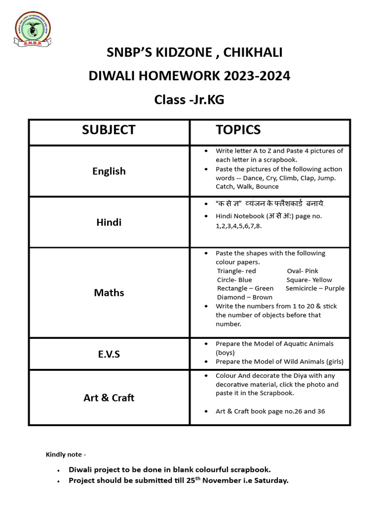 Diwali Homework | PDF
