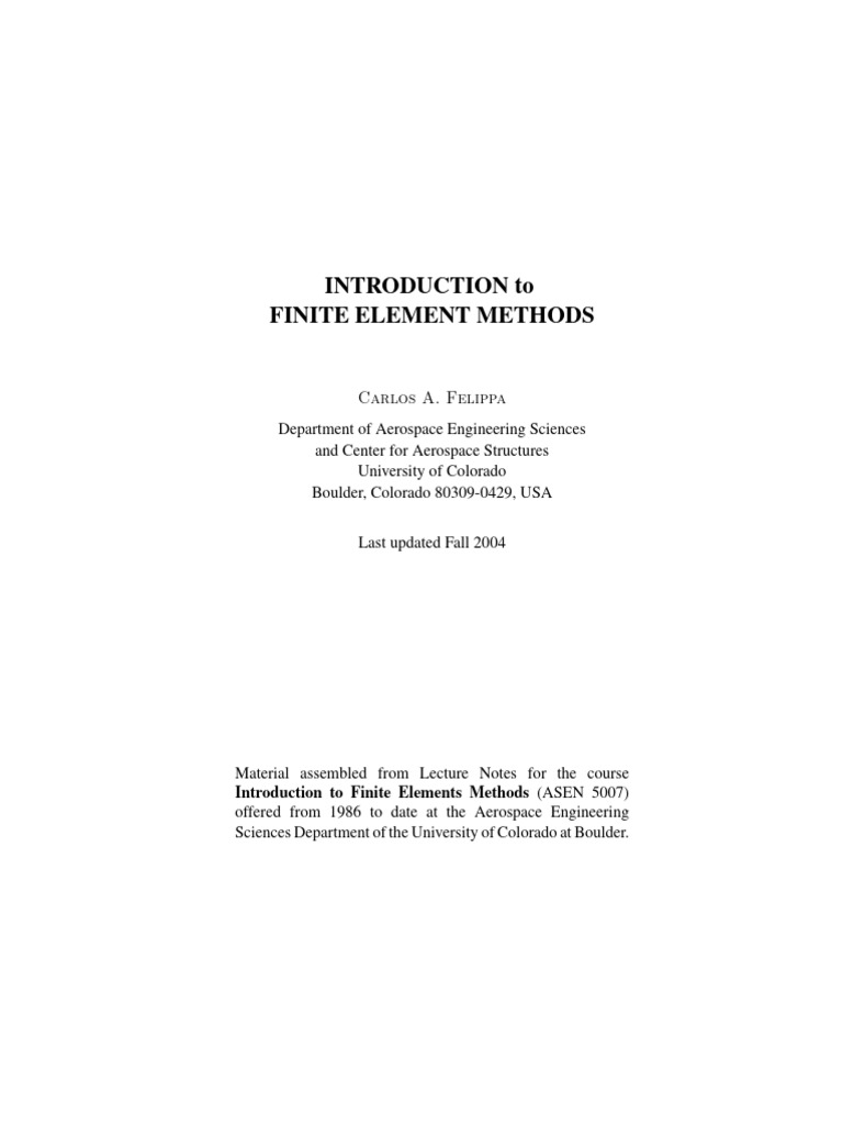 511 (400) - Finite Elements Felippa | PDF | Finite Element Method ...