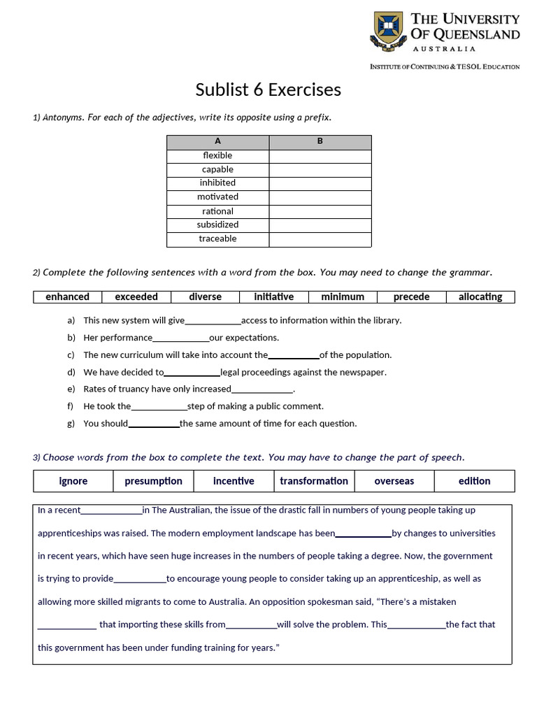 Academic Word List - Sublist 6 | PDF