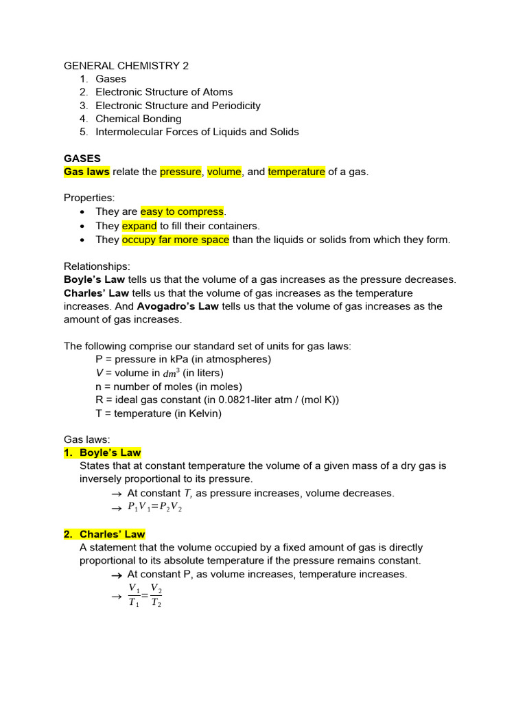 Chemistry 2 Reviewer | Download Free PDF | Gases | Intermolecular Force