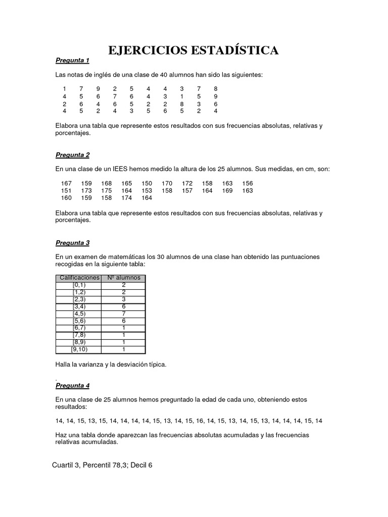 Ejercicios - Estadistica Descriptiva | PDF | España | Análisis de los datos