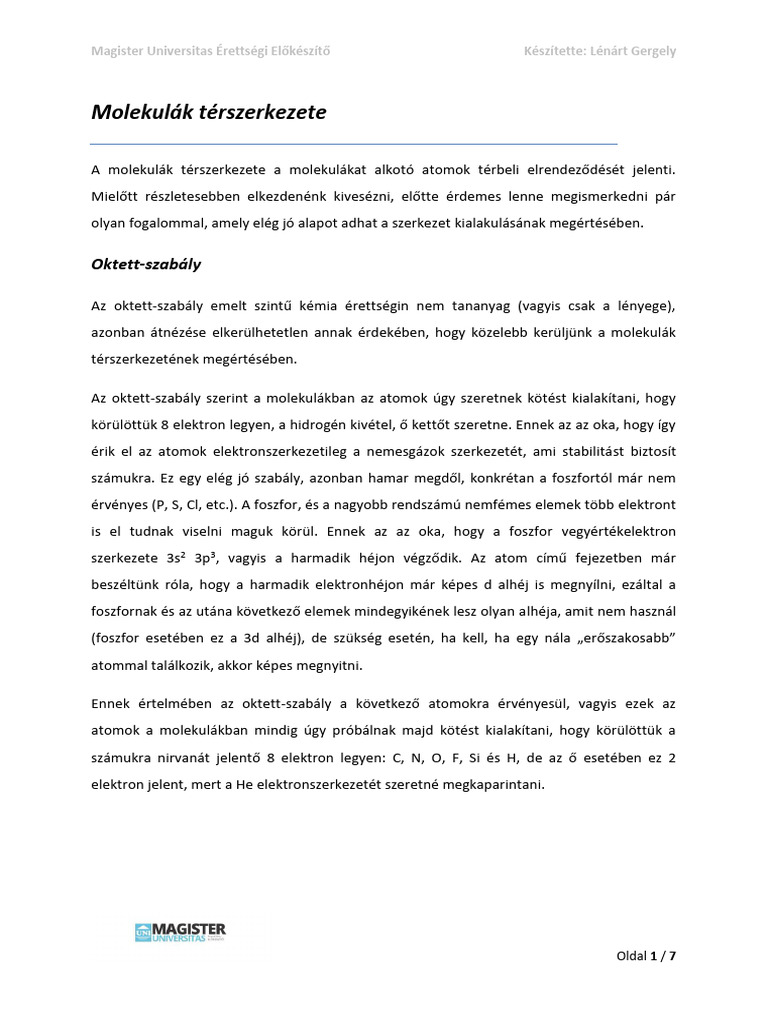 06.-fejezet-Molekulák-térszerkezete | PDF