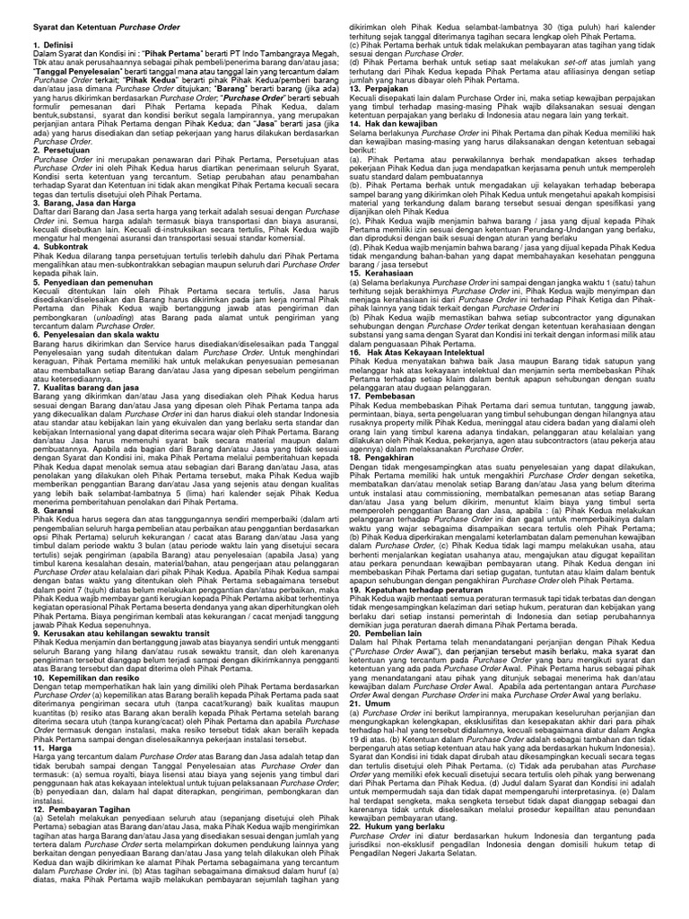 General Terms Condition PO | PDF